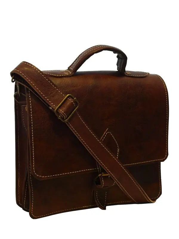 BERBER LEATHER The Casablanca Mini Satchel In Dark - Brown