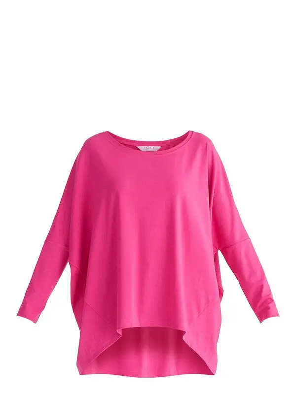 PAISIE Wide Neck Oversized Lyocell Jersey Top In Hot - Pink