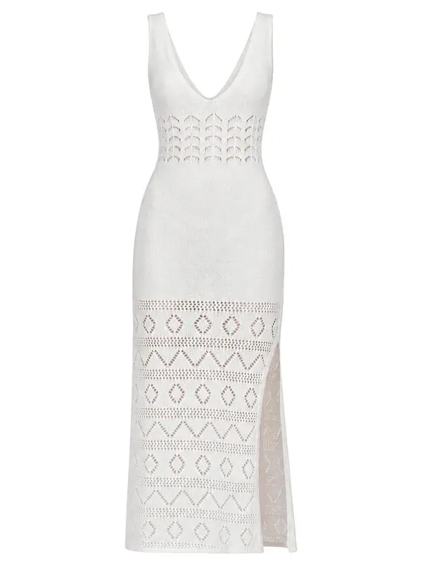CHIARELLA Neutrals Ocean Twist Chic Dress – Ecru - White
