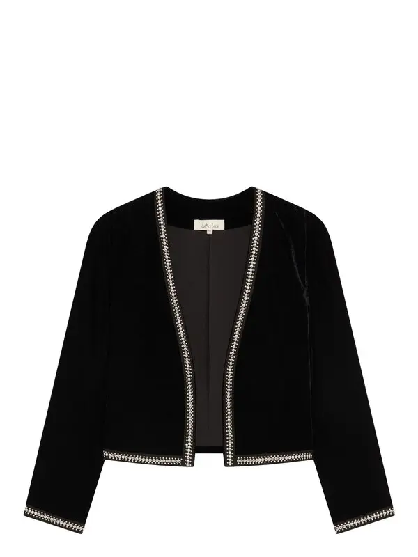 LITTLE LIES Metal Guru Studded Velvet Jacket - Black