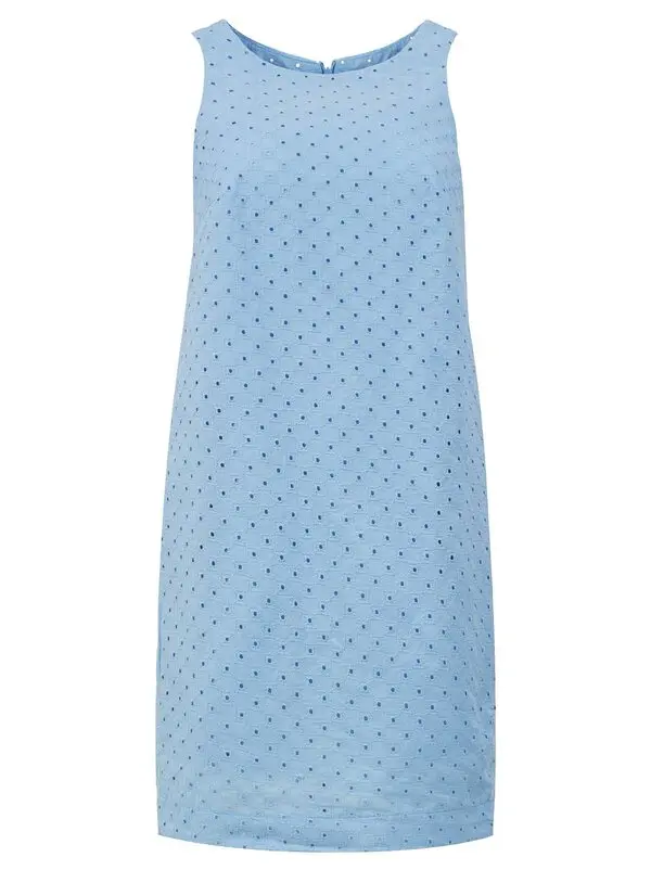 CONQUISTA Sky Embroidered Cotton Dress - Blue