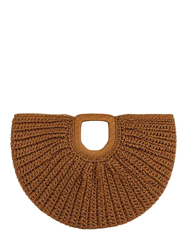 NUVV COLLECTION Natural Handwoven Raffia Tote Bag - Brown