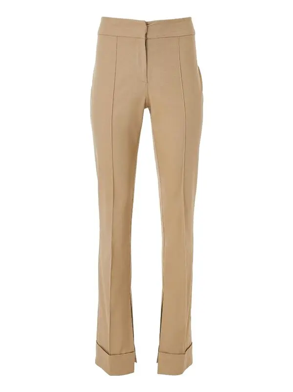 LITA COUTURE High Rise Trousers In Beige - Brown