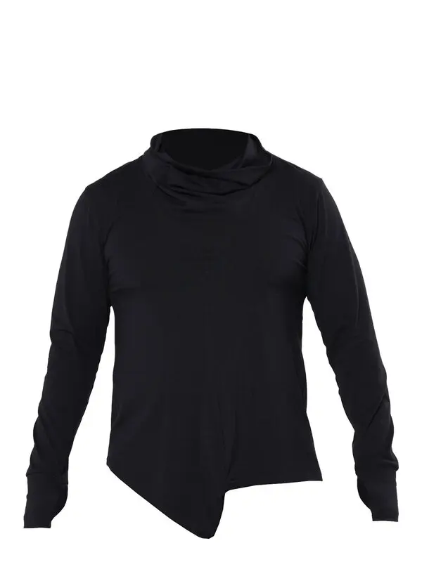 METAMORPHOZA S Turtleneck Top With Thumbhole Sleeves - Black