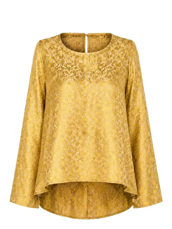 SILK AND BEARS Ophelia En Eclipse Draped Silk Tunic Blouse - Gold