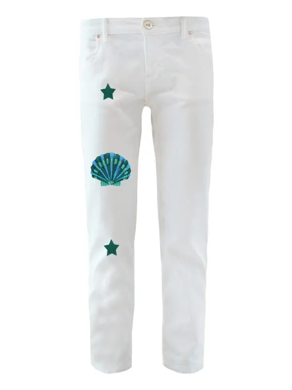 MY PAIR OF JEANS White / Green Emerald Boyfriend - White/green