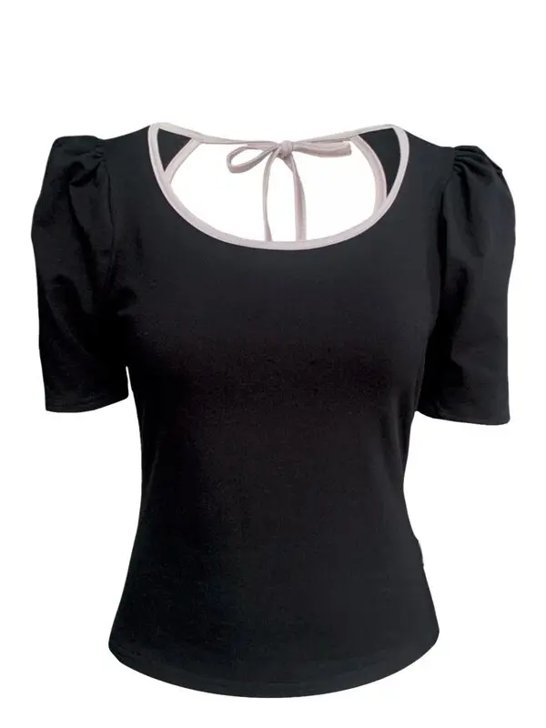 FROCK TALES Black / Silver Belle Top With Scoop Neck In Black And Silver - Black/silver
