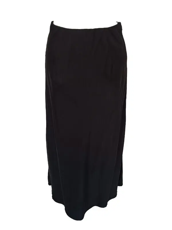 Haris Cotton Satin Viscose Midi Skirt With Elastic Waist And Back Darts - Black