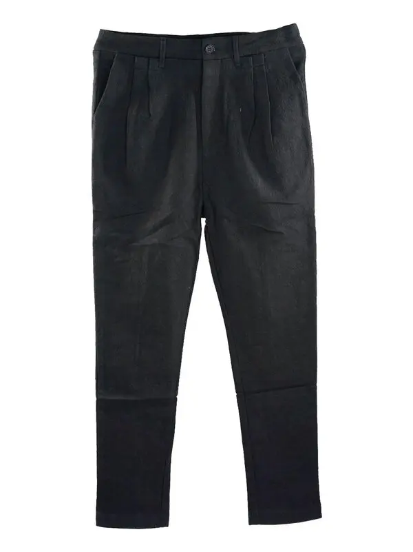 SMART AND JOY Slim-fit Cotton Jacquard Pants - Black