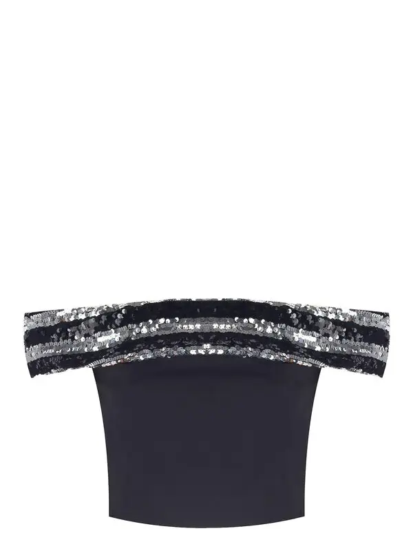 MADEBYZA Off The Shoulder Sequinned Top - Black