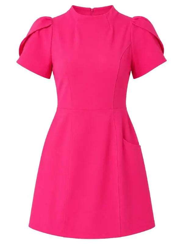 GIRL IN MIND Ami Tulip Sleeve High Neck Mini Dress Fushia - Pink