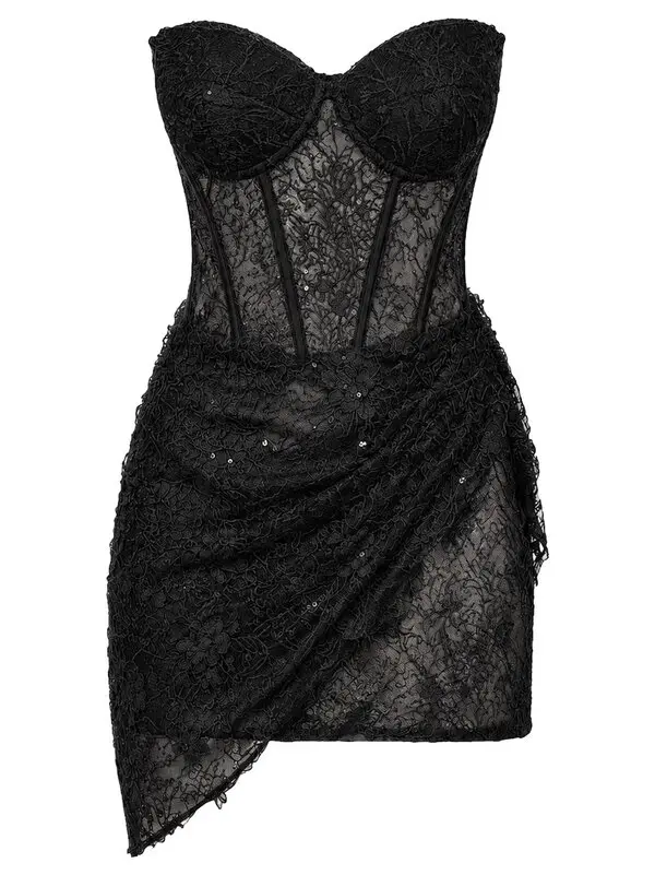 ANGELIKA JOZEFCZYK Mini Lace Dress Catrice - Black