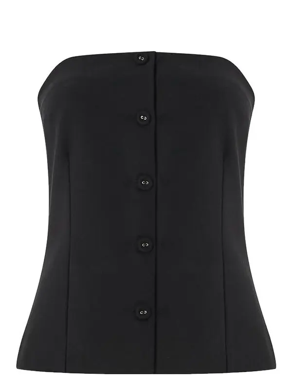 EXQUISE Regular Strapless Button-front Bustier - Black