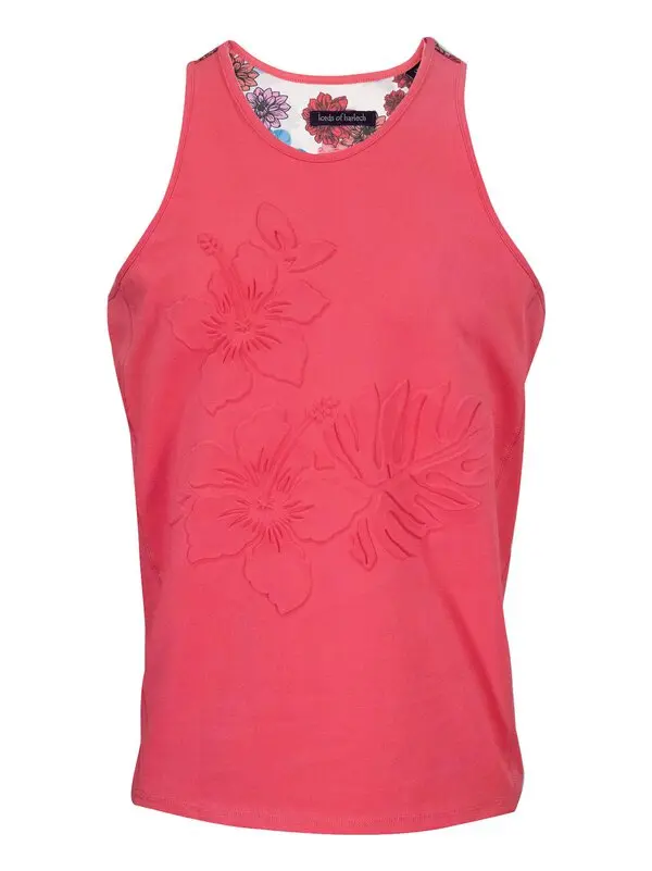 LORDS OF HARLECH Tedford Embossed Floral Tank Melon - Orange