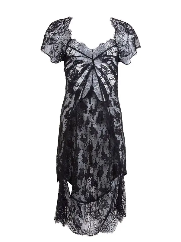 Natalia Petruch Violette Silk Lace Dress - Black