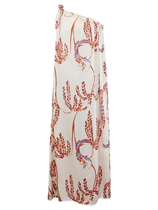 TRAFFIC PEOPLE Neutrals / Birds Of A Feather Cream And Print Sunset Dress - Red