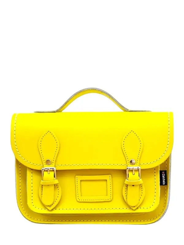 ZATCHELS Handmade Leather Crossbody Midi Satchel Pastel Daffodil - Yellow