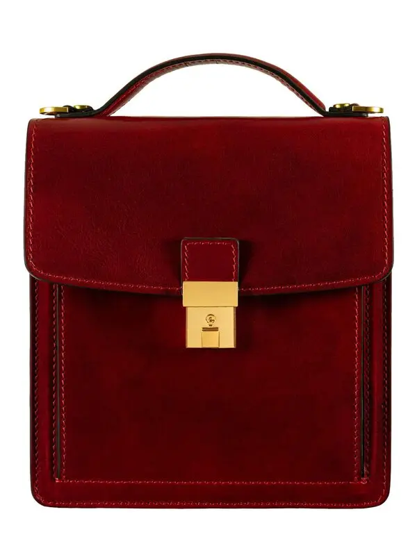 TIME RESISTANCE Small Leather Briefcase Walden - Red