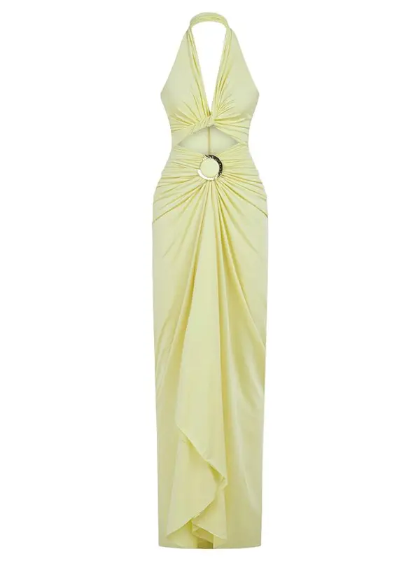 NOCTURNE Cut-out Embellished Maxi Dress - Yellow