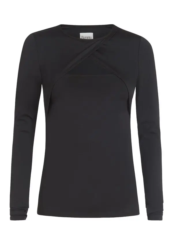 BENNU Long Sleeve Twist Top - Black