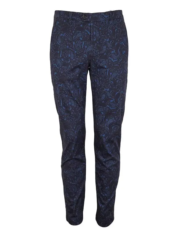 LORDS OF HARLECH Jack Madrid Paisley Pant Navy - Blue