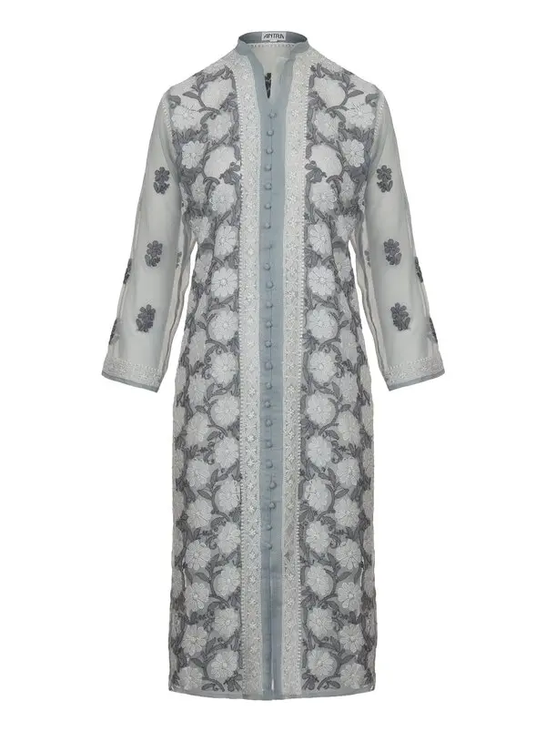 ANTRA DESIGNS Grey Georgette Kaftan - Silver
