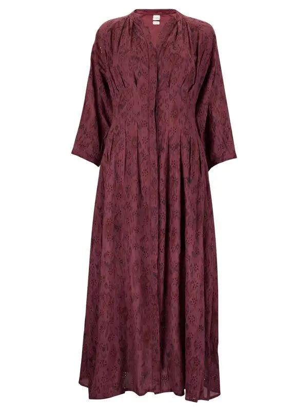 EM & SHI Berry Pleats Dress - Red