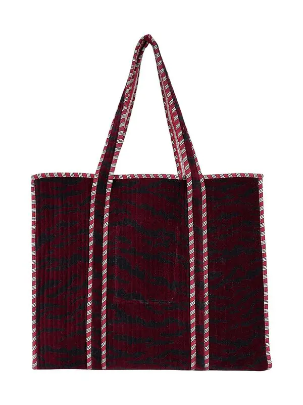 CYC The Velvet Tiger Tote In Burgundy - Red
