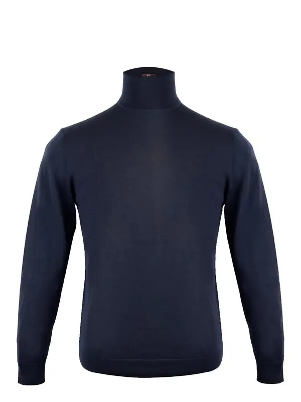DAVID WEJ Harry Merino Wool Roll Neck Sweater Navy - Blue