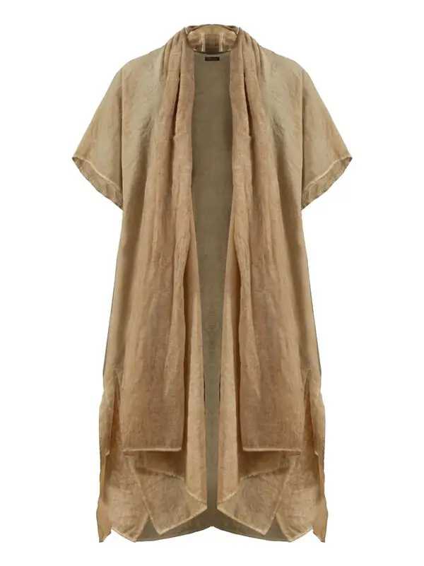 ZHENABIA Shawl Kimono Desert Sand Hooded Kimono - Brown