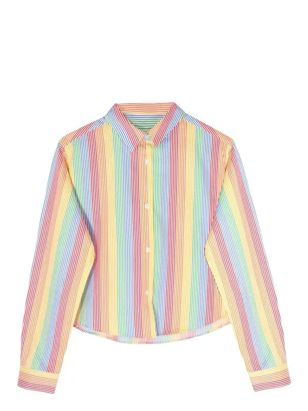 YORSTRULY Mini Poplin Overshirt Rainbow - Blue/white