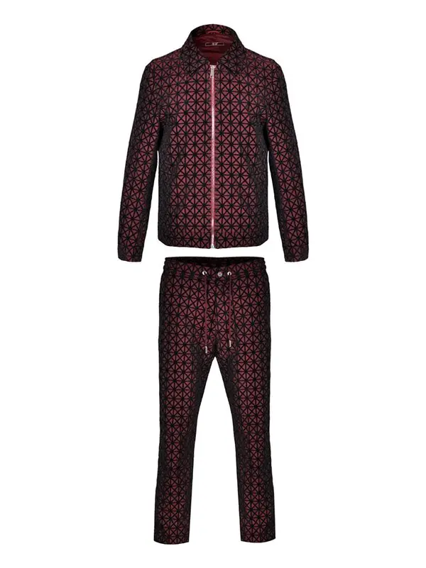 DAVID WEJ Kensington Luxury Velvet Jacquard Aviator Set Wine - Red
