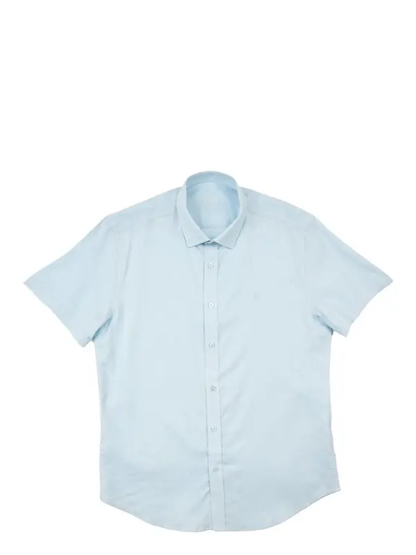EIGHT X Essential Linen Button Short Sleeve Button Down Shirt Light - Blue