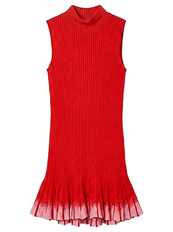 ARTO. Orange / Pink Flying Cotton Knit Summer Wedding Cocktail Mini Dress Orange Pink - Orange/pink