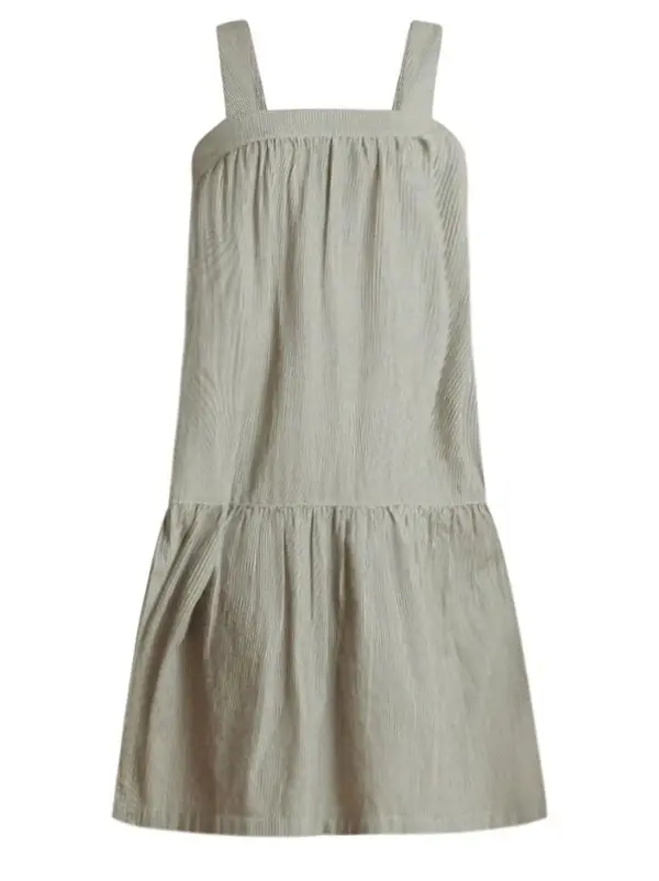 KNOWN SUPPLY Tiered Pinstripe Dress Amarillo B&w Stripe - Black