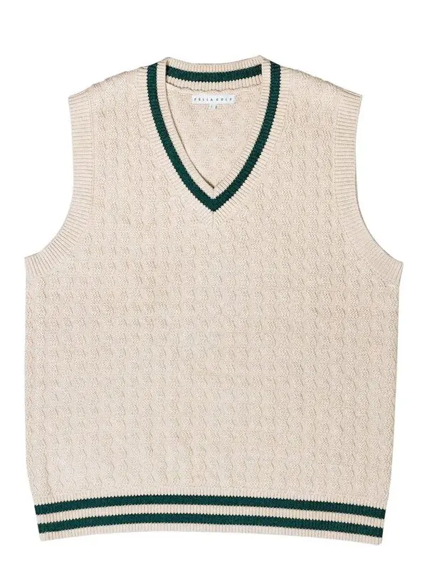 FELLA Neutrals / Fred Cashmere Spencer Vest - Green