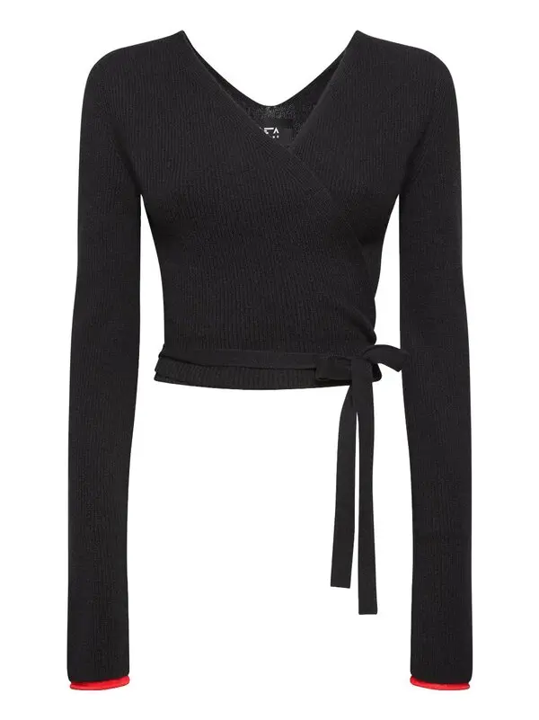 SVETA MILANO Judith Cashmere-wool Blend Wrap Cardigan - Black