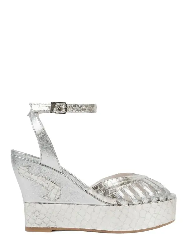 TERRY DE HAVILLAND Margaux Mid Wedge Sandals - Silver