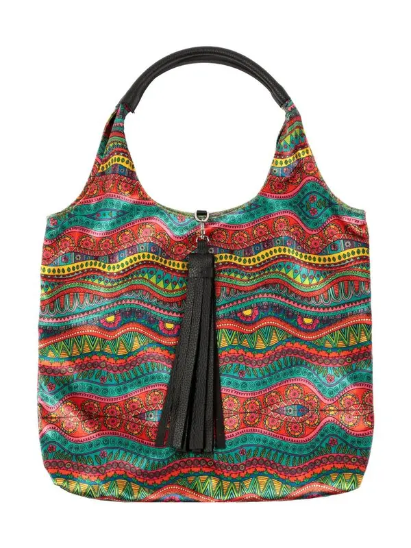 SJW BAGS LONDON Hall Velvet Tote Bag In Colouring Book Print With Trims - Black