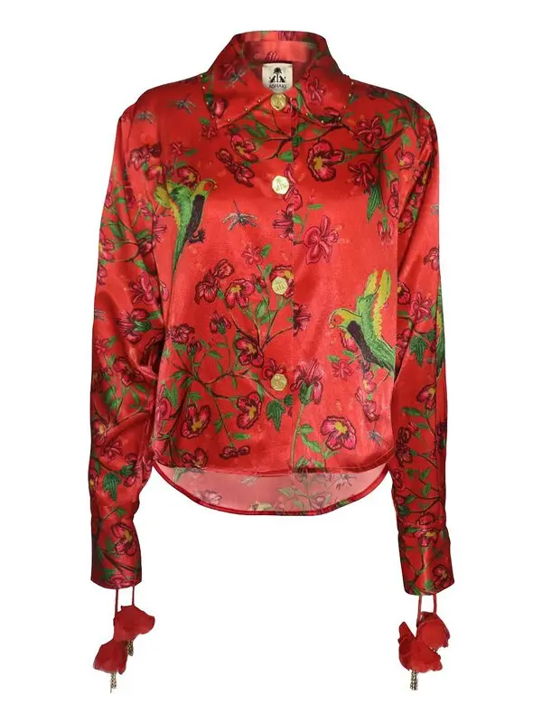 ASHAKI Maya Shirt Floral Print Viscose - Red