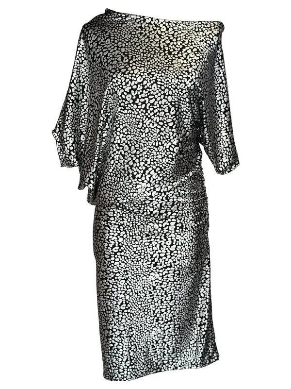 JENNAFER GRACE Black / Silver Chrome Leopard Angle Dress - Black/silver