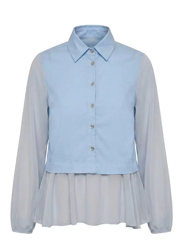 JAMES LAKELAND Powder Contrast Hem Blouse - Blue