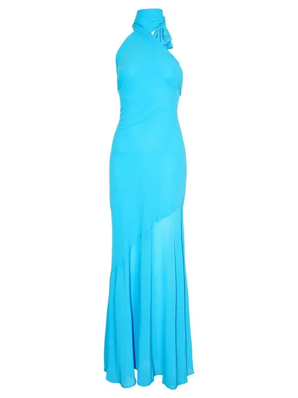 AMY LYNN Baia Turquoise Halterneck Maxi Dress - Blue