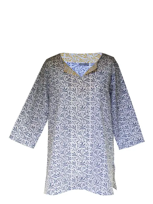 LIME TREE DESIGN Bud Block Print Tunic Top - Blue