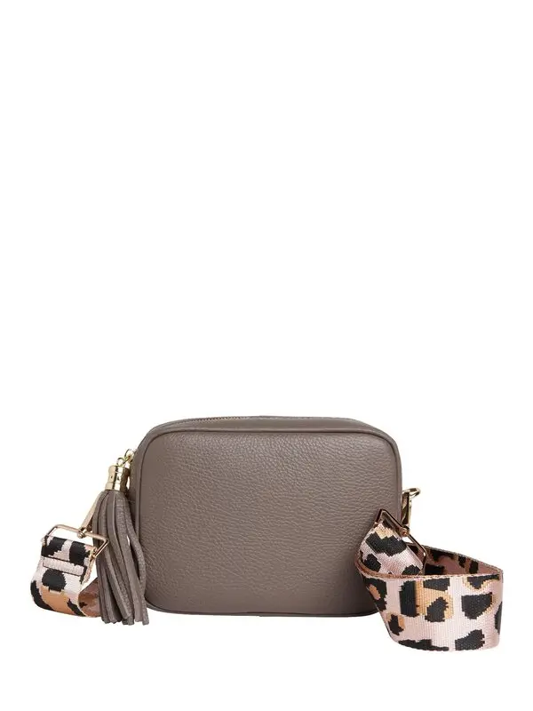 BETSY & FLOSS Neutrals Verona Crossbody Tassel Cinder Bag With Light Leopard Strap - Black/yellow
