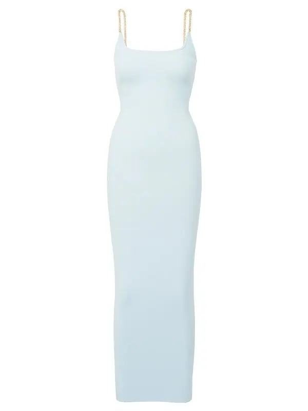 DECOLET THE LABEL Aurelia Knit Chain Dress In Sky - Blue