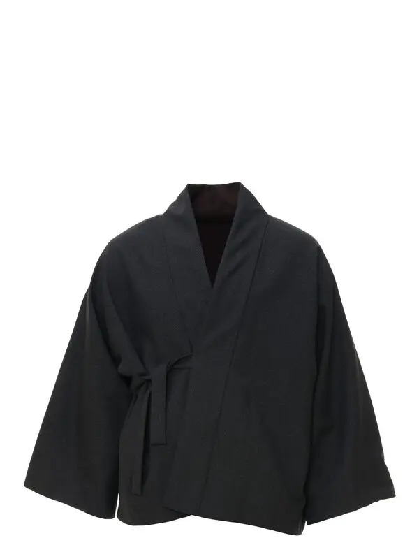 MOE Grey / Red Granite/ Burgundy Check Wool Jacket Reversible - Grey/red