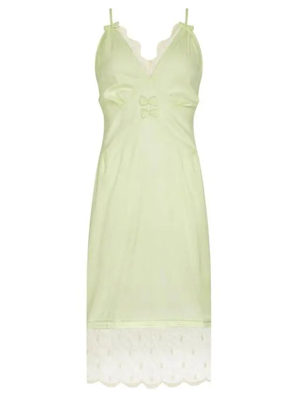 LISA THE LABEL Bow Belle Mint Silk Shell Slip Dress - Green