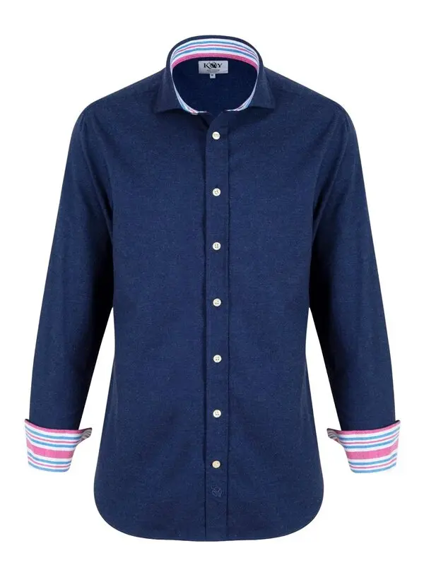 KOY CLOTHING Navy Cotton-cashmere Shirt - Blue
