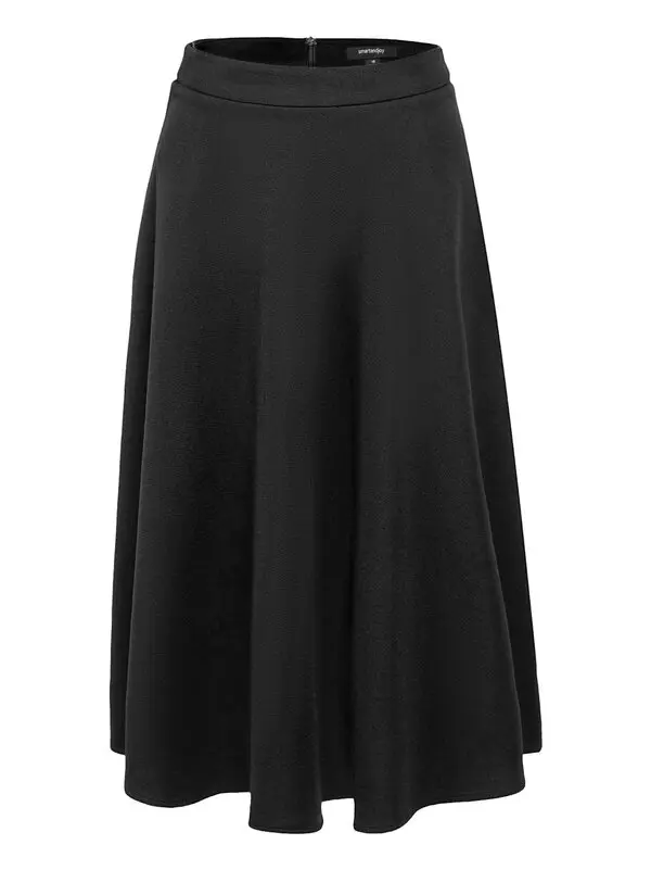 SMART AND JOY Flared Knee-length Skirt - Black